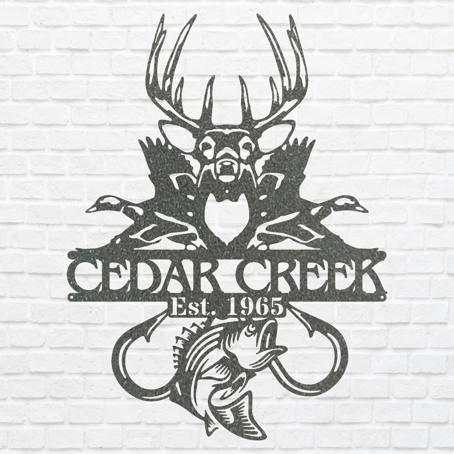 Personalized Deer Duck Fish Metal Sign with Date, Deer Metal Sign Fish ...