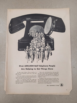 1950 VTG Orig Magazine Ad Bell Telephone Over 600K People Are Helping ...