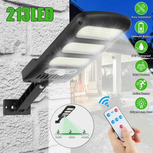 Solar LED Street Light Motion Sensor Remote Control Wall Flood Yard ...