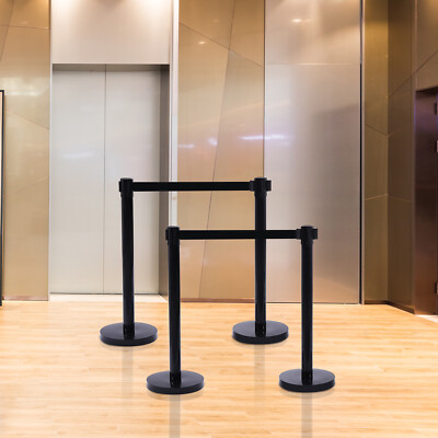 4PCS Crowd Control Stanchion Set Black Isolation Column 201 Stainless ...