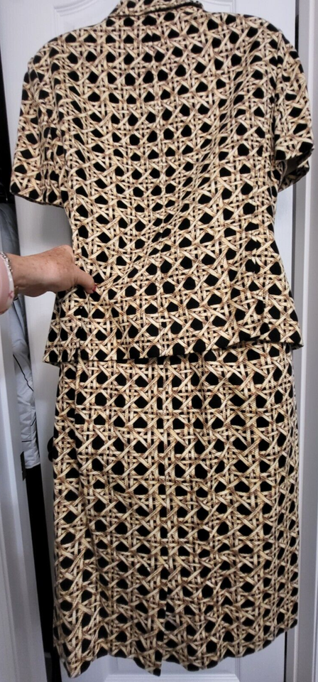 Vintage Teri Jon by Rickie Freeman Wicker Pattern Short Sleeve Skirt ...