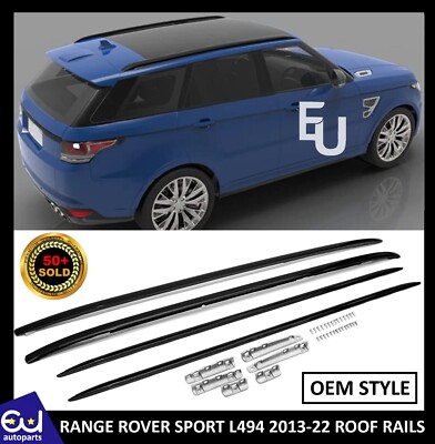 FOR RANGE ROVER SPORT BLACK ROOF RAILS L494 2014-21 GLOSS BLACK BAR ...