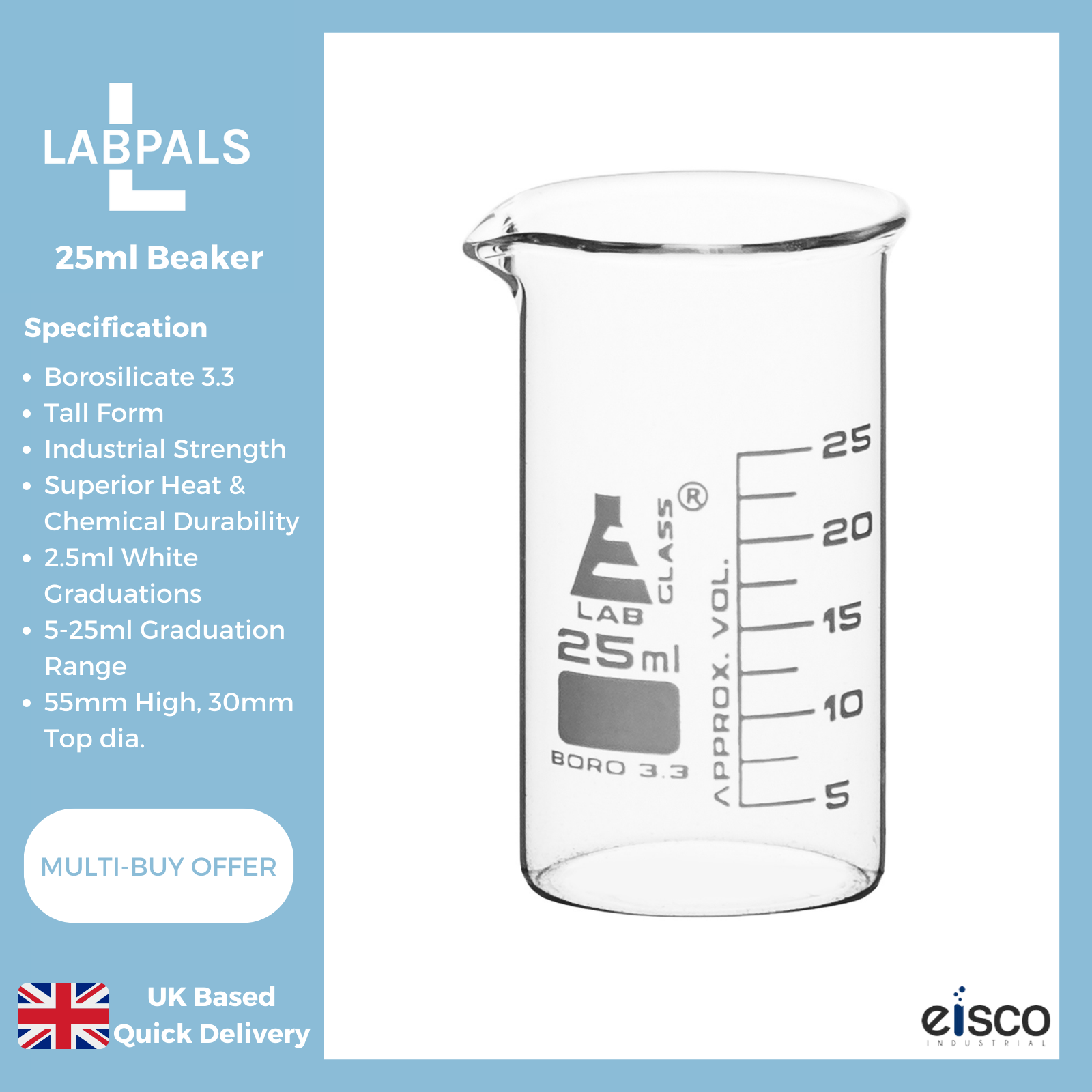 Laboratory Measuring Glass Beaker - 25ml-3000ml - Tall Form ...