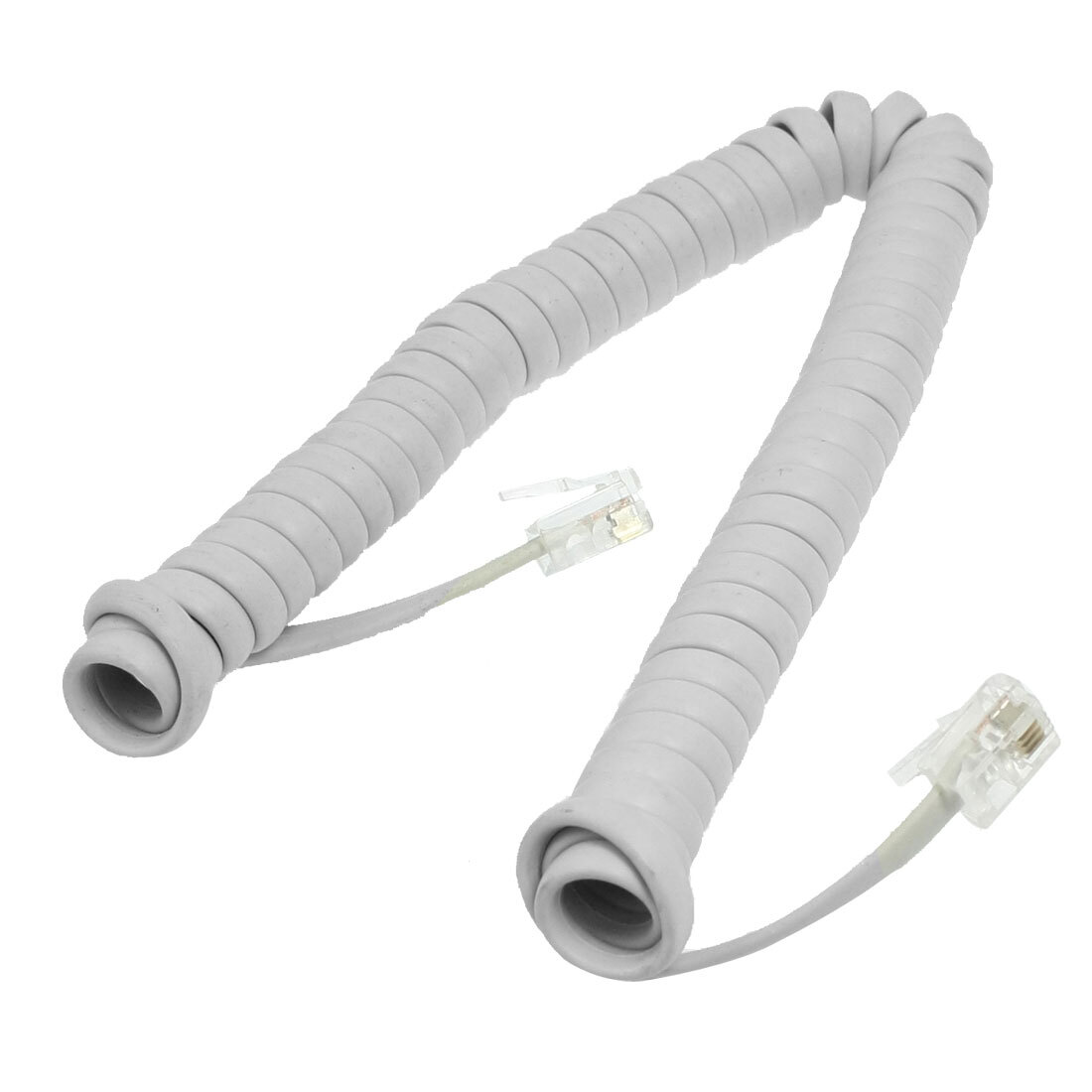 Replacement RJ9 4P4C Coiled Elastic Telephone Handsets Cable Line Grey ...