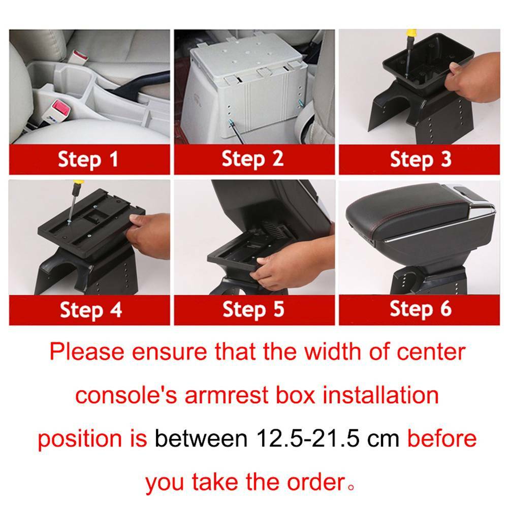 Universal Car Armrest Storage Box Leather Arm Rest Center Console ...