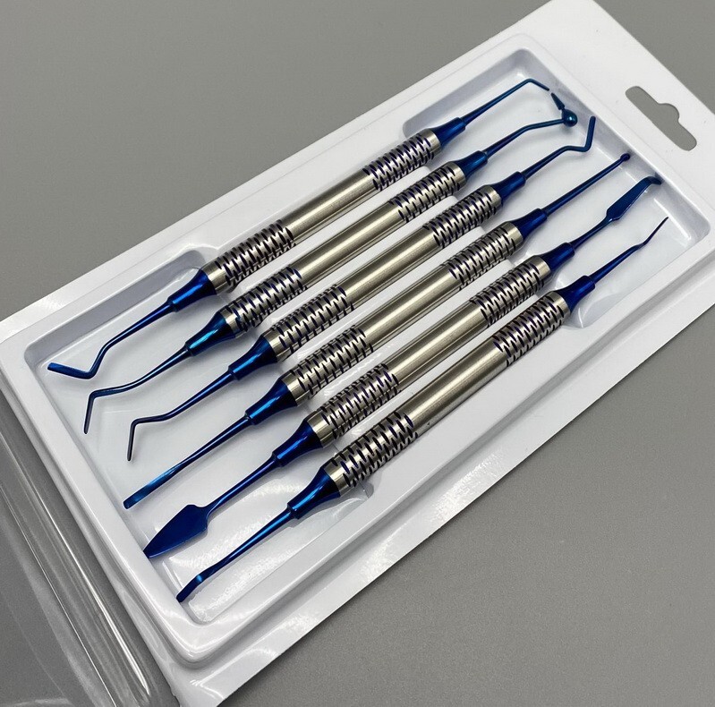 6Pcs Dental Composite Filling Instrument Gold Titanium Coated ...