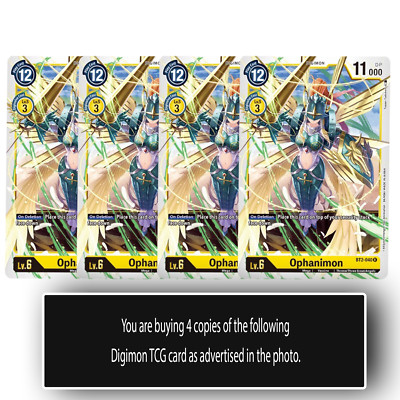 Ophanimon - BT2-040 R - Rare Digimon TCG Card Playset Yellow | eBay