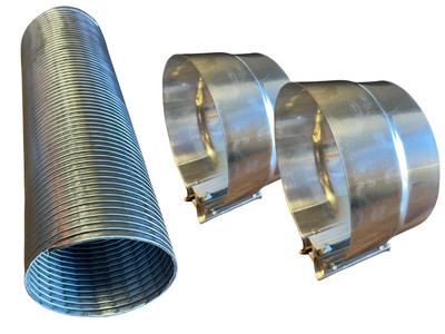 1m x 6" Stainless Steel Flex Kit with Matching Clamps | eBay