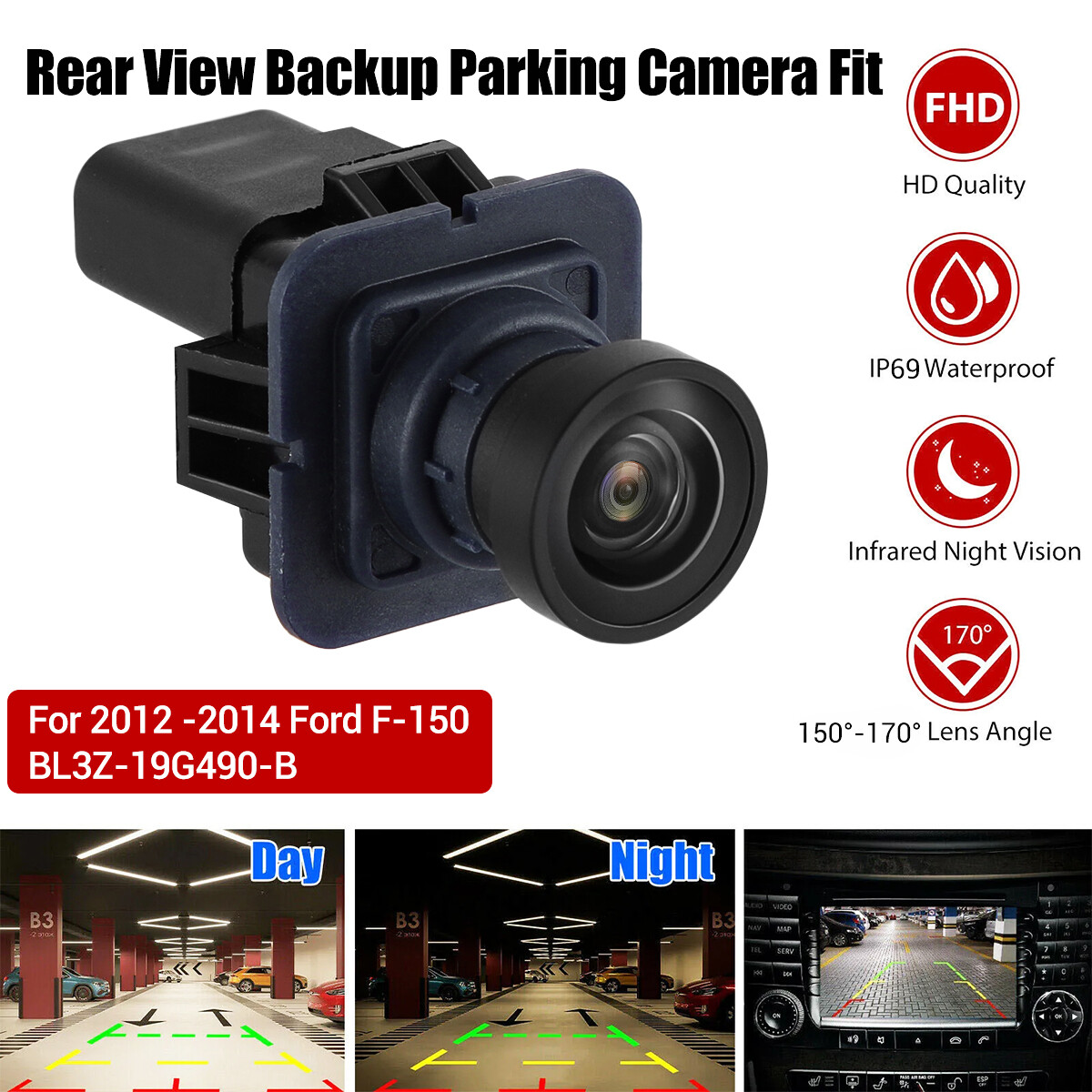 Rear View Backup Parking Camera Fit For 2012 2013 2014 Ford F-150 BL3Z ...