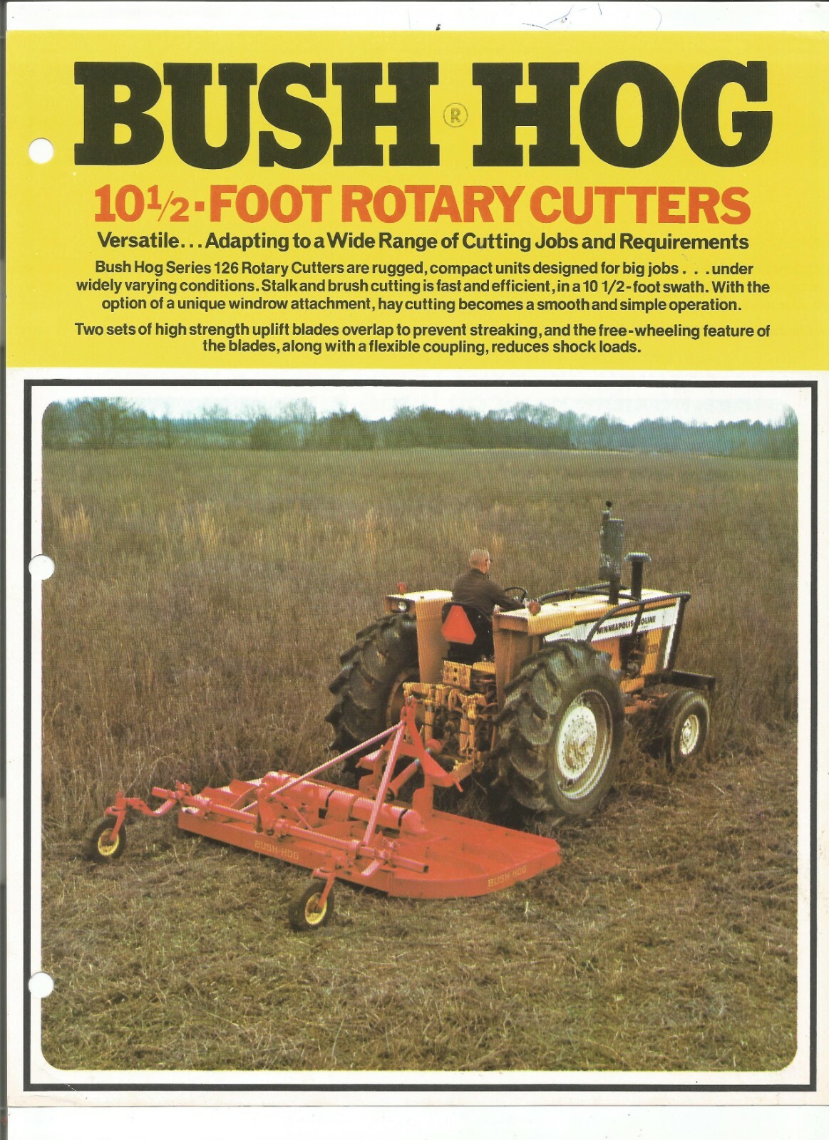 Original Bush Hog Models 126 1226 10 1/2 ft. Rotary Cutter Sales ...