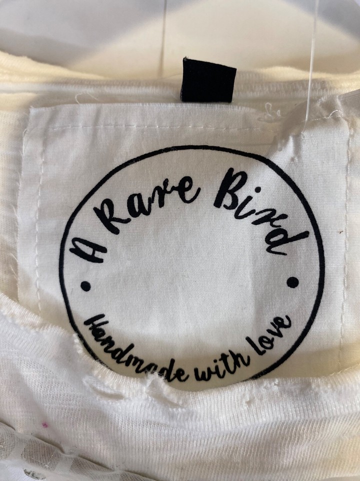 A Rare Bird Tattered T Shirt Just Show Up Distressed Embellished Small ...