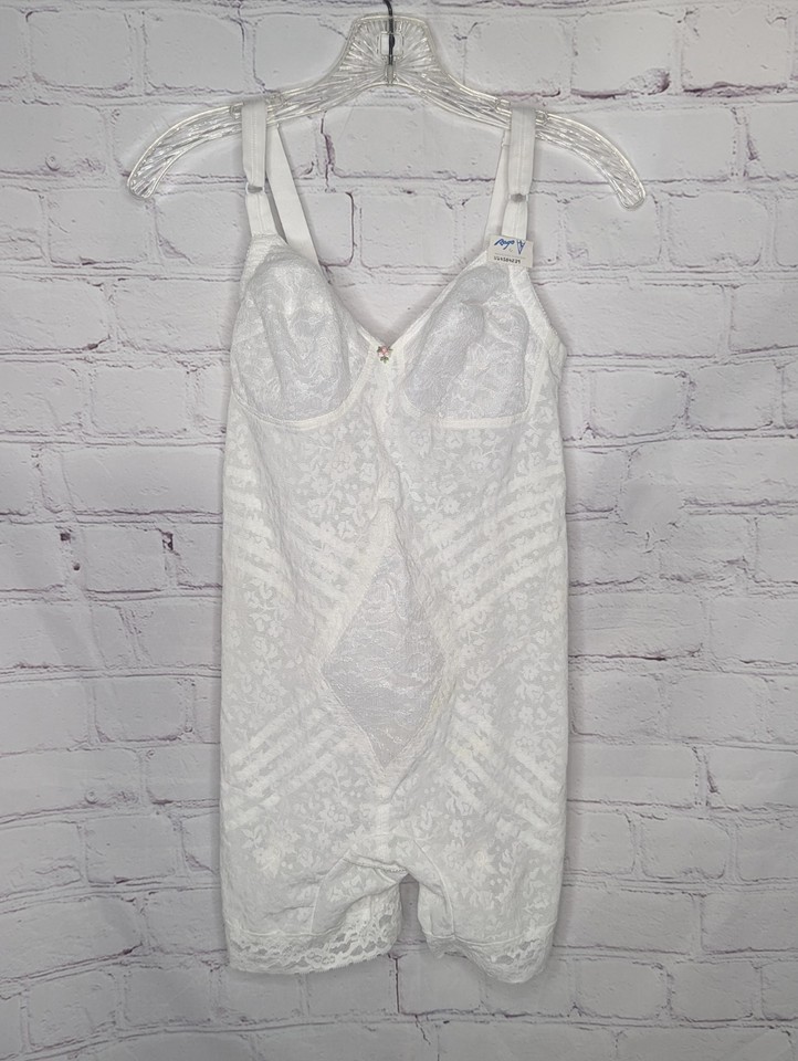Rago #9077 Lacette Body Briefer Extra Firm Shaping White 38B Garter ...