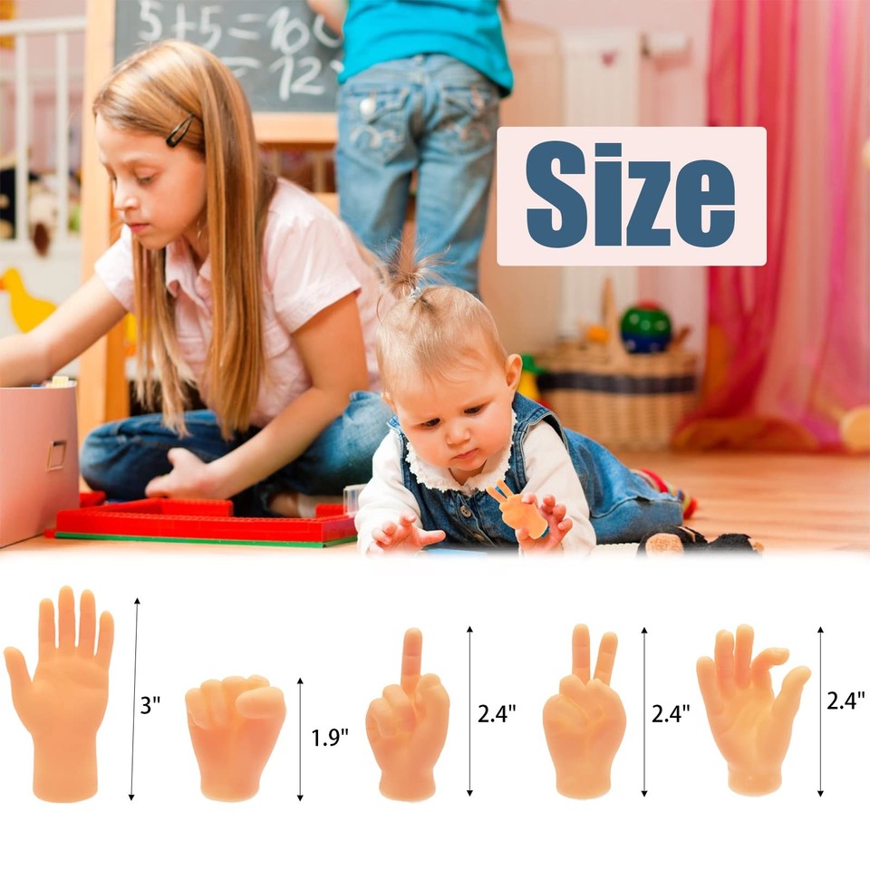 14 Pcs Tiny Finger Hands,Premium Rubber Mini Tiny Finger Hands,Flat ...
