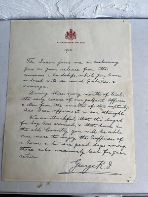 WW1 Letter From Buckingham Palace Concerning POW’s During WW1 | eBay UK