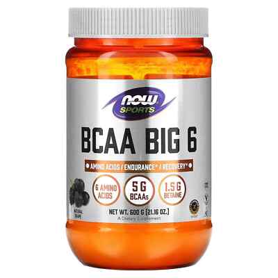 Now Foods Sports BCAA Big 6 Natural Grape Flavor 21 16 oz 600 g ...