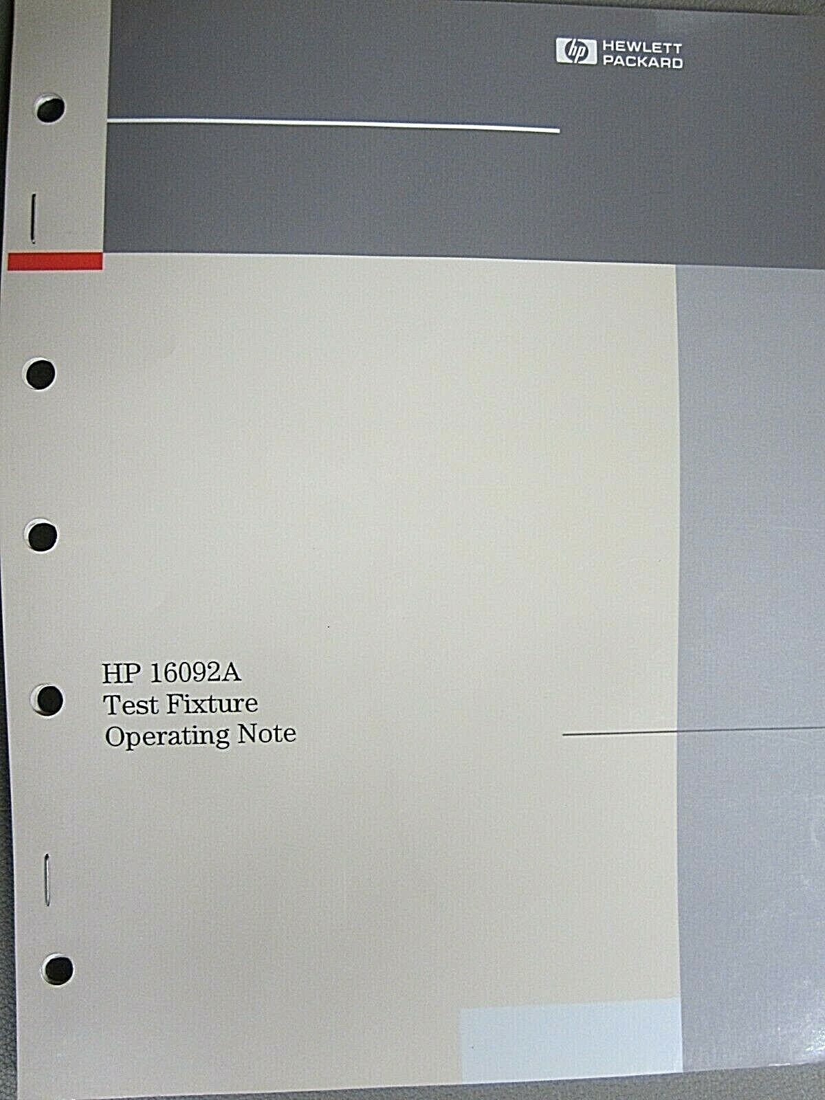 HP 16092A Test Fixture Operating Note 16092-90000 | eBay