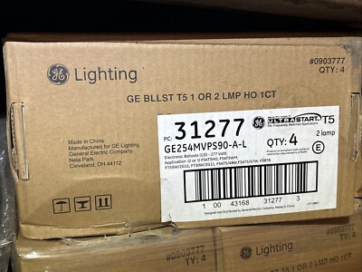 NEW BOX OF 4 GE 31277 GE254MVPS90-A-L Electronic Ballasts; T5, 120-277V ...