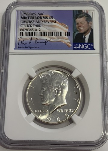 1965 SMS NGC Mint Error MS65 Obverse & Reverse Struck Thru Kennedy Half ...