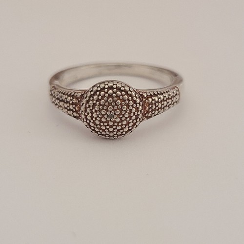 VINTAGE DJOY STERLING SILVER SMALL NATURAL DIAMOND DOME STYLE RING SZ 7 ...