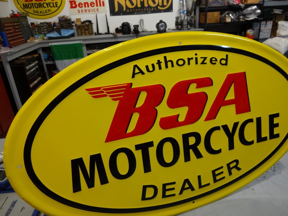 BSA OVAL DEALER MOTORCYCLE LG SIGN 31" x 18" PARTS EC0001 | eBay