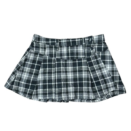 Free People Sz 6 Serena Micro Skort in Black Grey White Plaid Academia ...