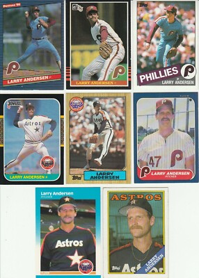 Huge 35 + LARRY ANDERSEN cards lot 1985 - 1993 Phillies Astros Red Sox ...