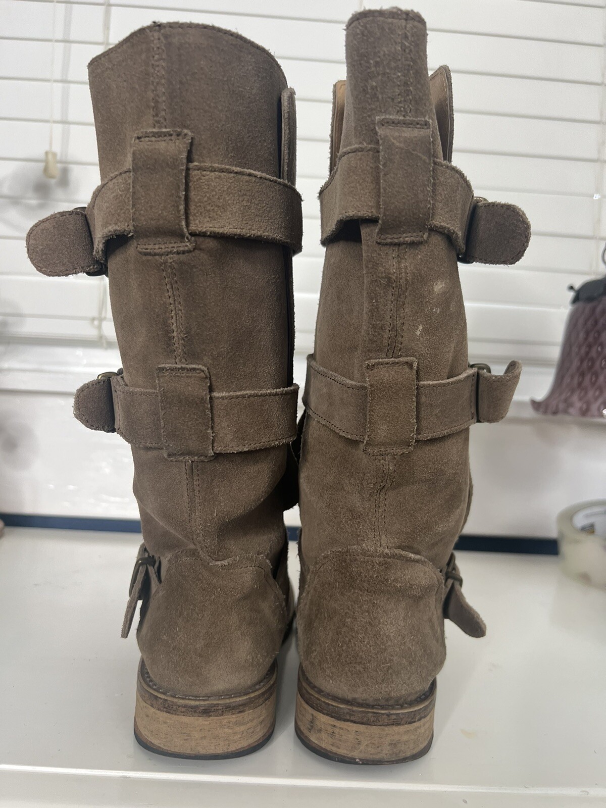 Steve Madden Buck Suede Leather Buckle Biker Boots Si… - Gem