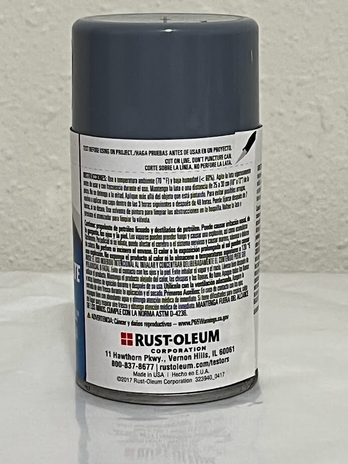 Testors Spray Paint ~ Gray Semi-Gloss Primer 1237 Enamel 3oz Rust-Oleum ...