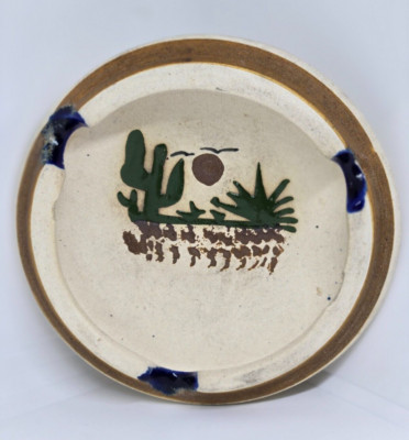Vintage 4 Inch Mexico Hand-Made and Painted Desert Scene Ashtray or ...