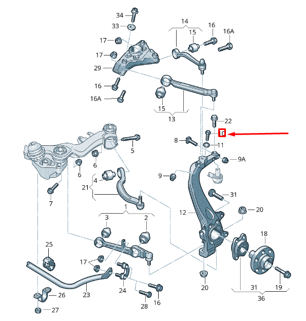Genuine Audi A4 B6 B7 Front Suspension Arm Pinch Bolt N10576802 for ...