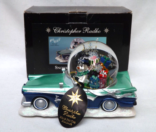 Christopher Radko Christmas Snowrider Snow Globe Snowman Car Music Box ...