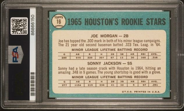 PSA 9 1965 Topps #16 Joe Morgan Rookie Houston Only 2 Graded Higher ...