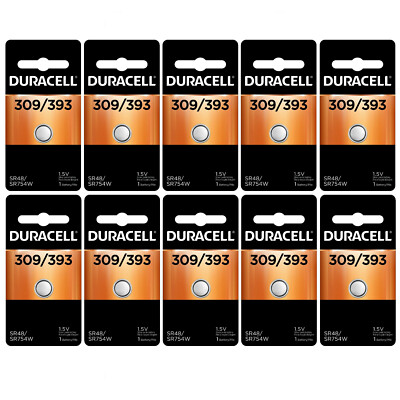 10 309/393 Duracell Silver Oxide Batteries (G5, SR48, G5A, SR754 ...