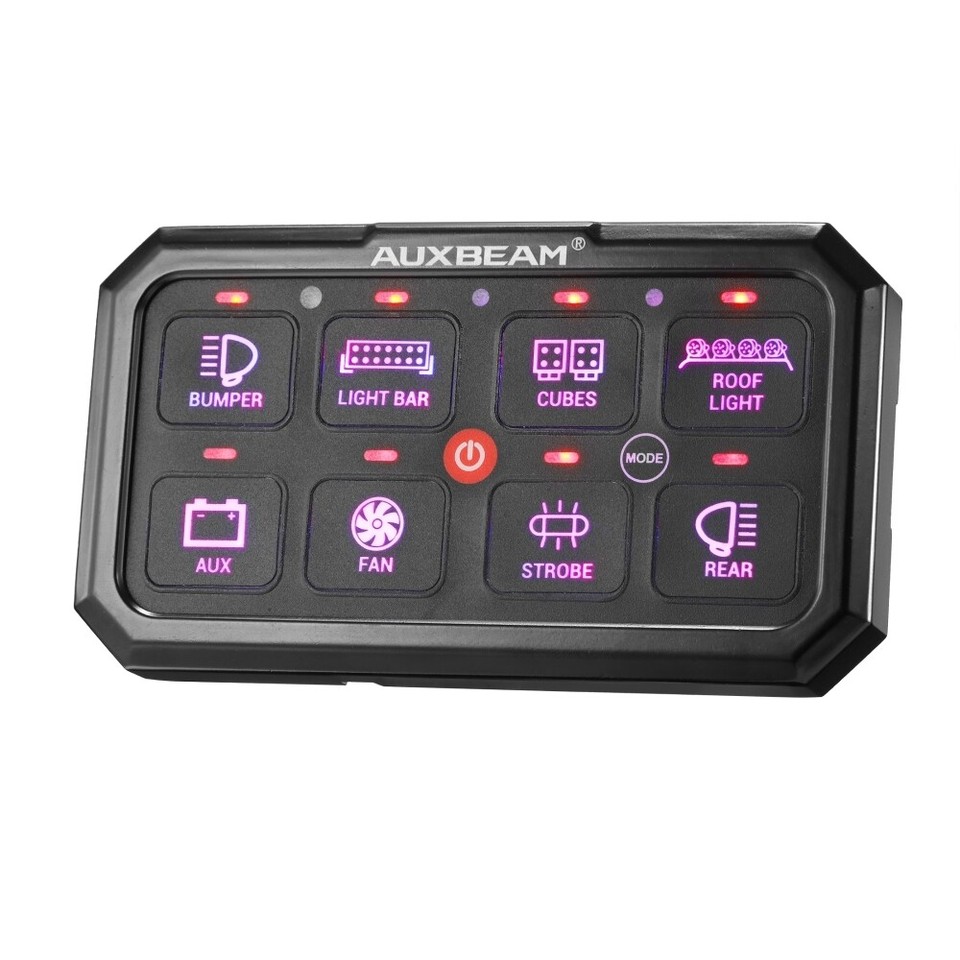 AUXBEAM RB80 RGB 8 Gang Switch Panel LED Light Bar Relay System For ...