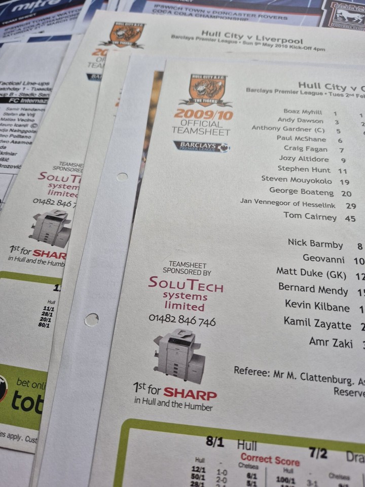 TEAMSHEETS - Histon to Leicester City (13) | eBay UK