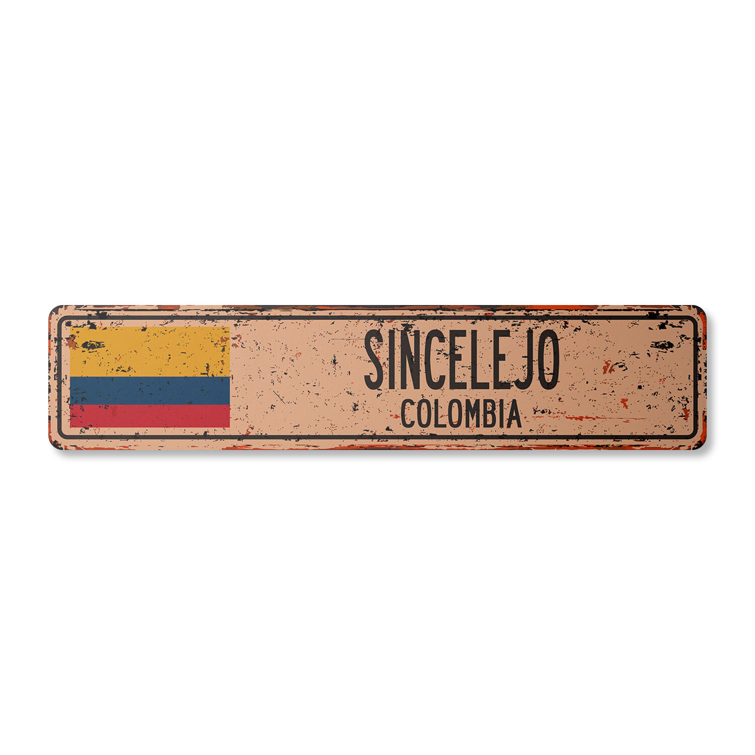 SINCELEJO COLOMBIA Vintage Street Sign Colombian flag city country road ...