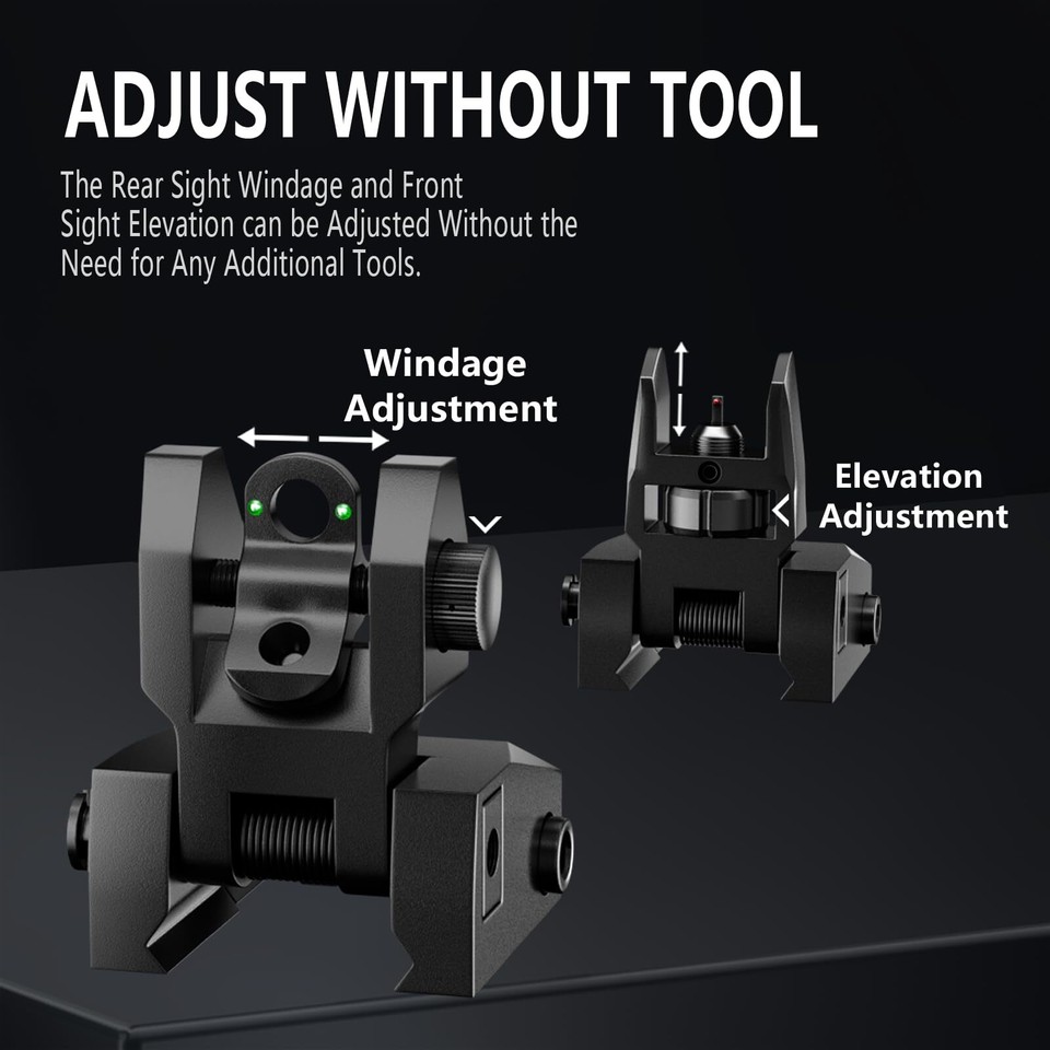 Fiber Optic Iron Sights Flip Up Iron Sight Front Rear Sight for Picatinny Weaver | eBay