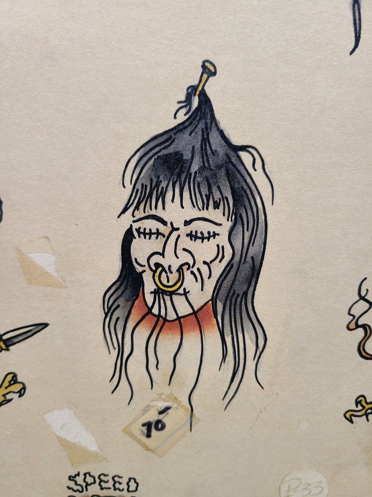 Vintage 1972 Don Nolan Tattoo Flash Sheet Original Art Signed Parlor 15 ...