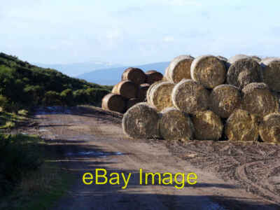 Photo 6x4 Bales at Wester Rarichie: snow on the distant hills ...