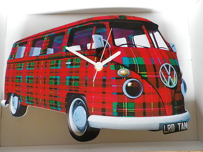 Scottish Tartan Split Screen Design Classic VW Camper Van Wall Clock ...