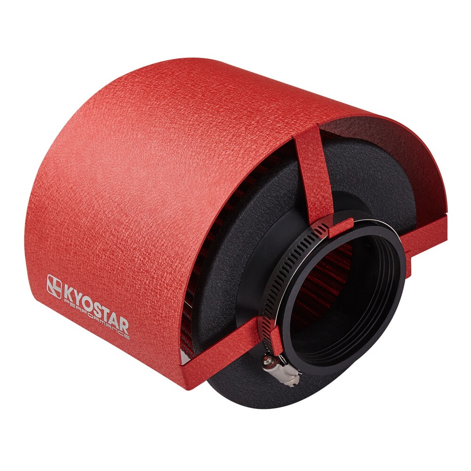 Stainless Steel Red Universal Cone Air Intake Filter Heat Shield Cover ...