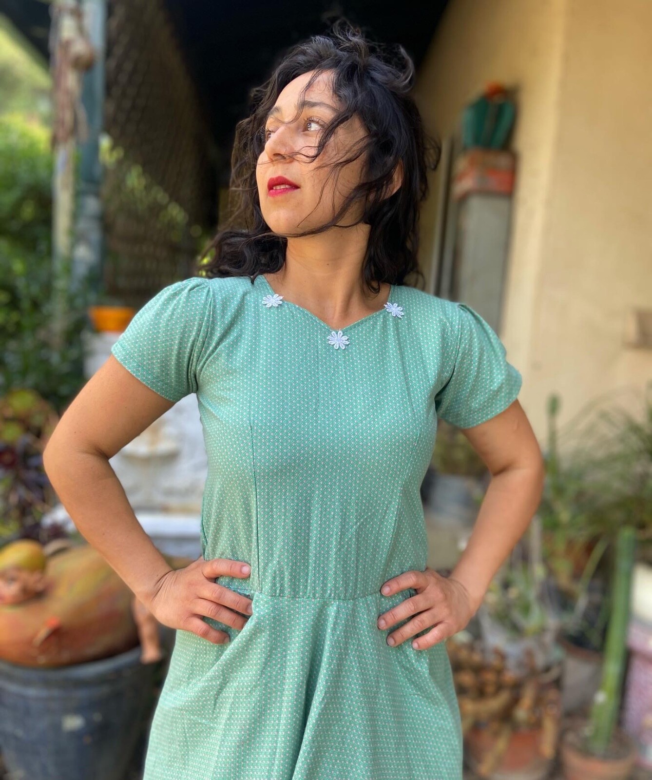 Circa late 1950s/early 1960s Handmade Cotton mint-gre… - Gem