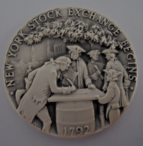 Vintage 1792 New York Stock Exchange Danbury Mint Sterling Silver Coin ...