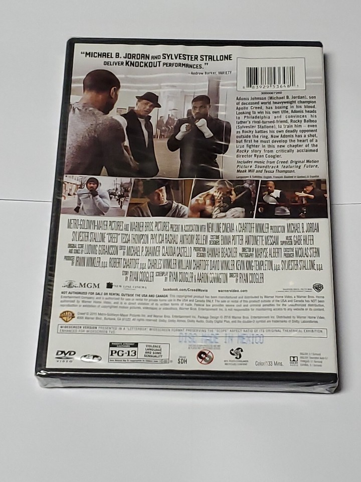 Creed (DVD, 2015 Widescreen) Michael B Jordan, Sylvester Stallone NEW ...