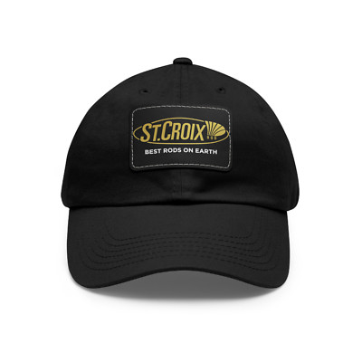 St. Croix Fishing Rods Black Dad Hat with Leather Patch Adjustable Size ...