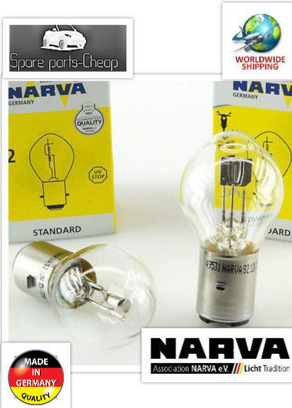 2 x LIGHT BULBS, NARVA 49531, S2, 12V, 35/35W, BA20d, Motorcycle ...