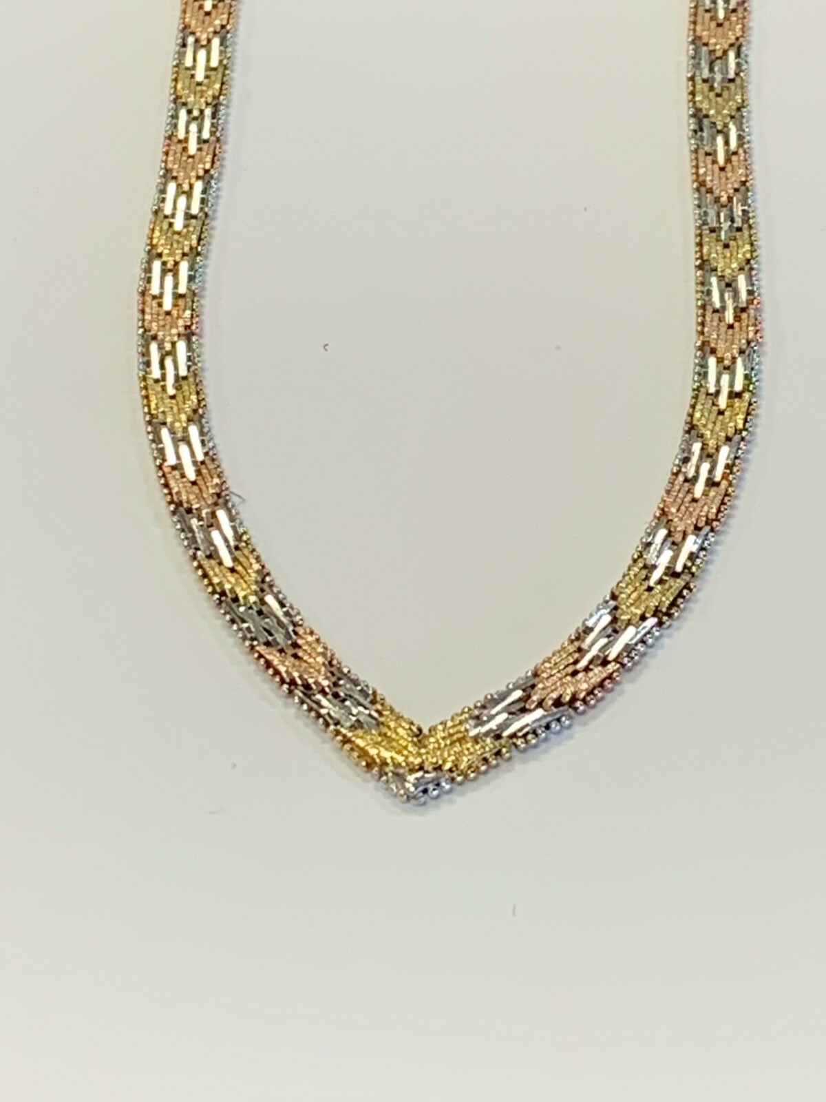 ESTATE ITALY VERMEIL TRI COLOR SILVER .925 NECKLAC… - Gem