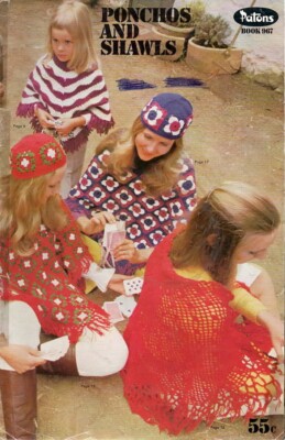 Patons 967 Womens Girls Ponchos and Shawls Crochet Knitting Pattern 15 ...