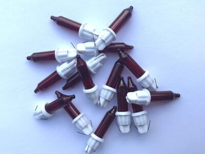 100 RED Replacement Mini Glass Bulbs 2.5 volt ES Heavy Duty - White ...