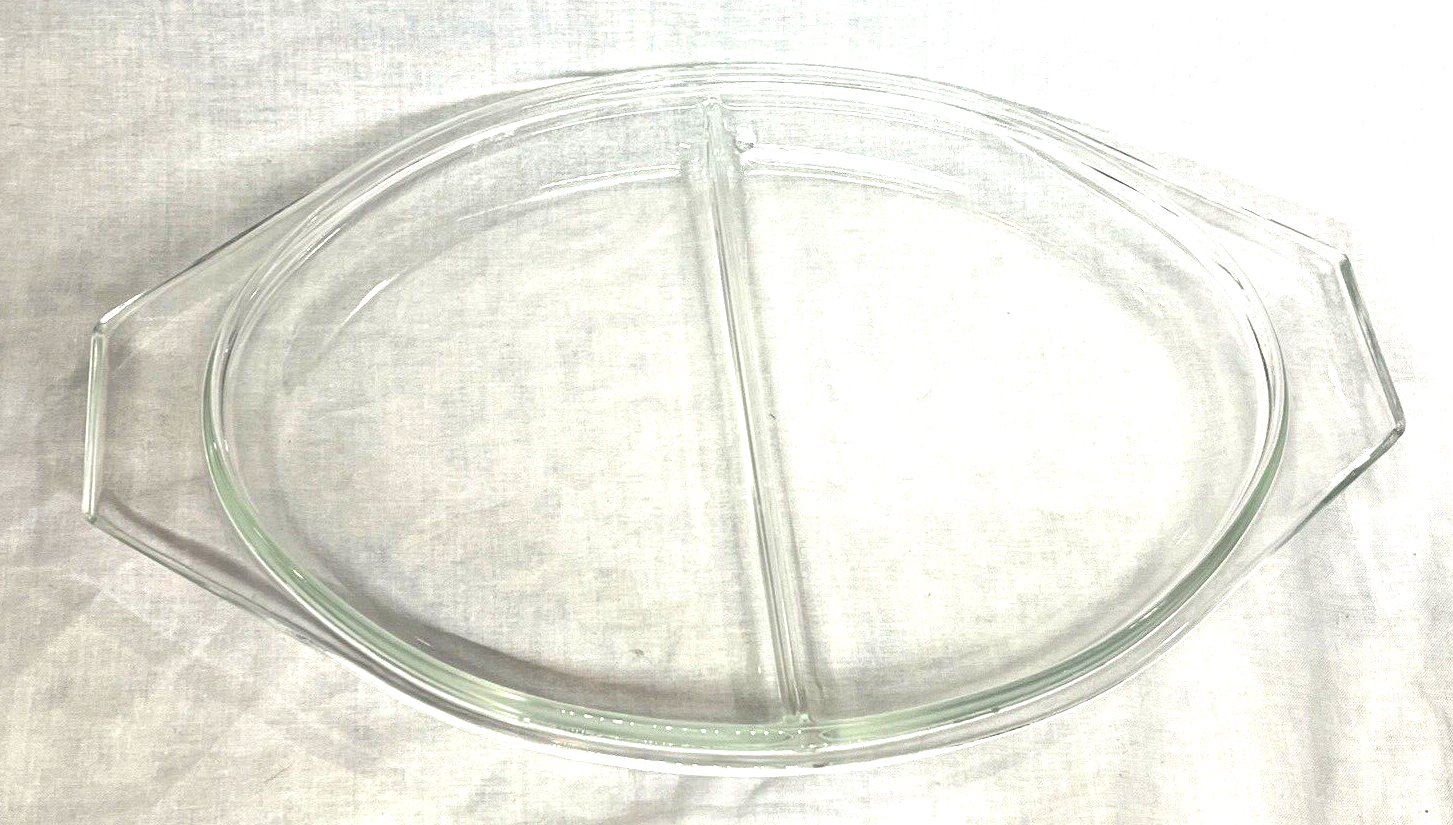 Vintage Pyrex 1960's Royal Wheat Divided Oval 1.5 Qt Casserole Dish w ...